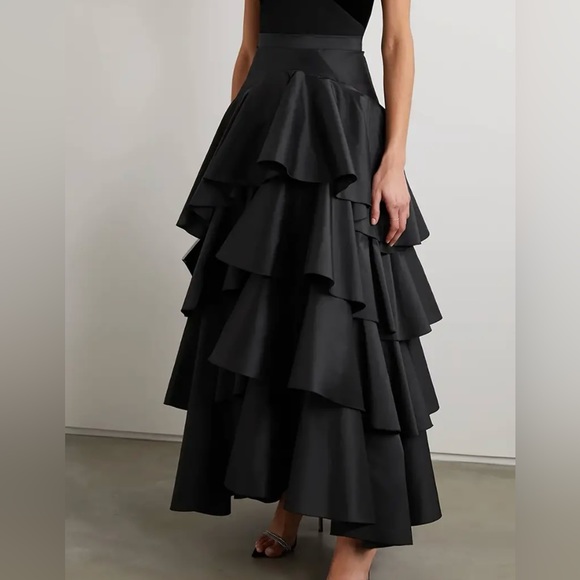Boutique | Skirts | Layered Ruffle Asymmetrical Hem Skirt Elegant High ...